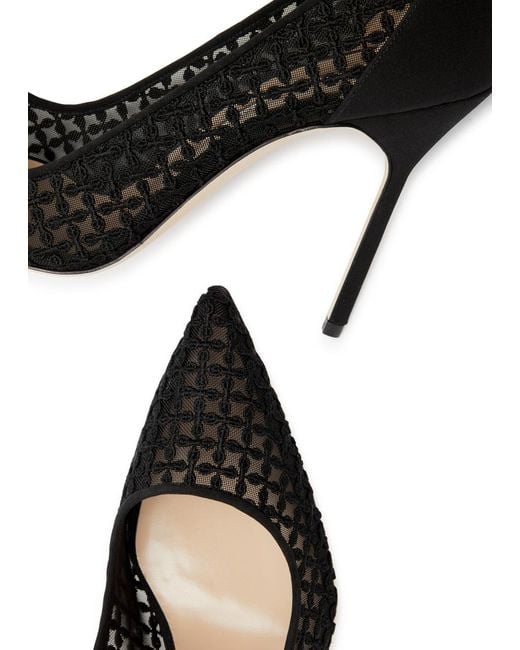 Manolo Blahnik Bbla 105 Embroidered Mesh Pumps in Black | Lyst