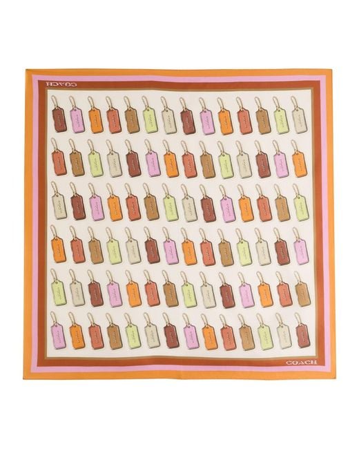 COACH Printed Silk Bandana Scarf in Pink | Lyst UK