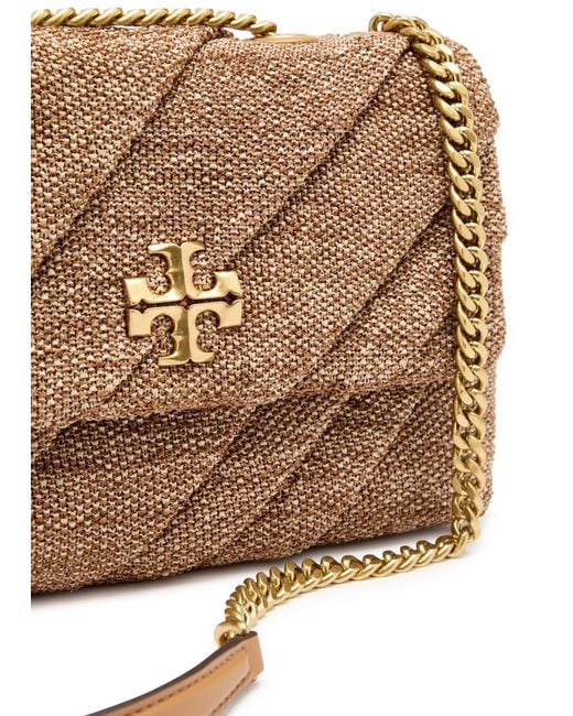 Tory Burch Kira Draped Small Raffia Shoulder Bag in Brown | Lyst