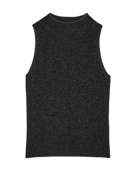 Vince Metallic-Knit Tank in Black | Lyst