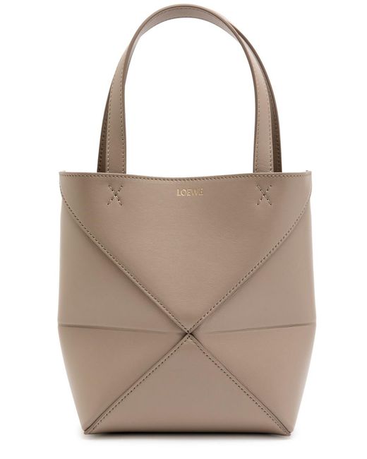 Loewe Puzzle Fold Mini Leather Tote in Natural | Lyst