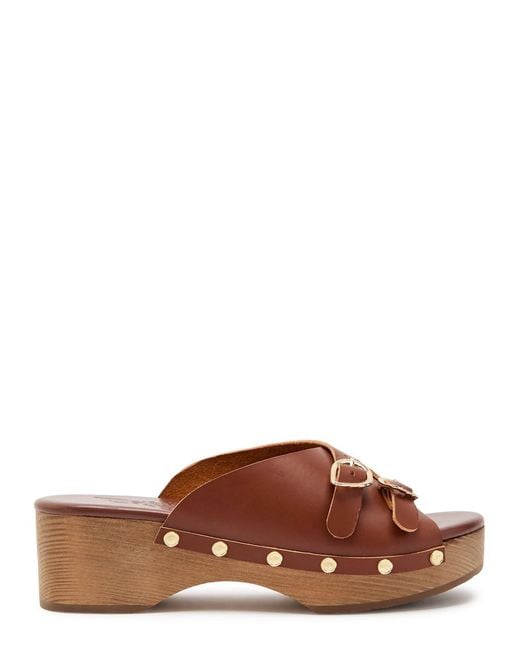 Ancient Greek Sandals Natali Sabot Leather Flatform Sandals in Brown | Lyst