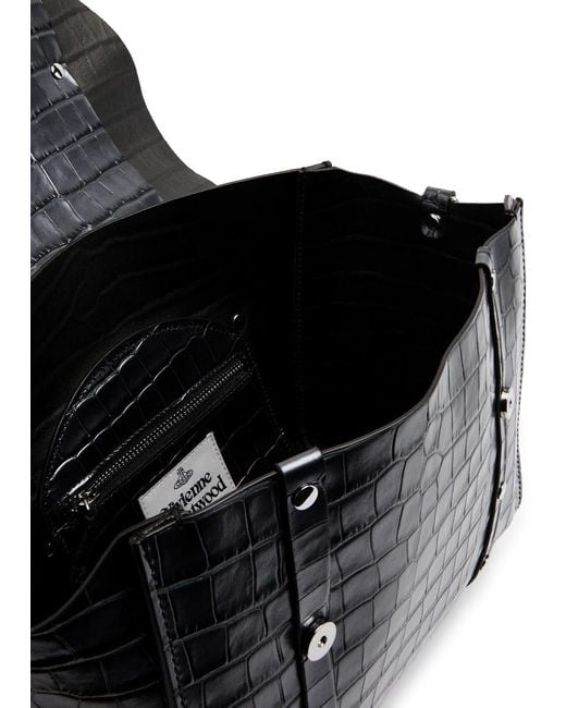 Vivienne Westwood Betty Medium Crocodile-Effect Leather Top Handle Bag in Black | Lyst