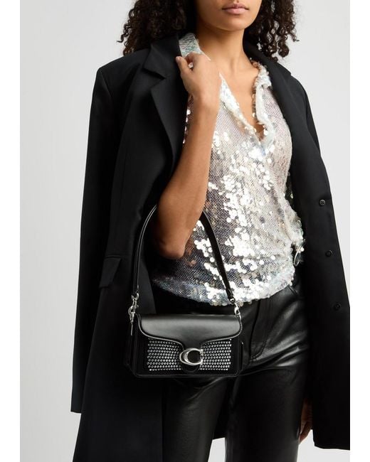 COACH Tabby 20 Crystal-Embellished Leather Cross-Body Bag in Black | Lyst