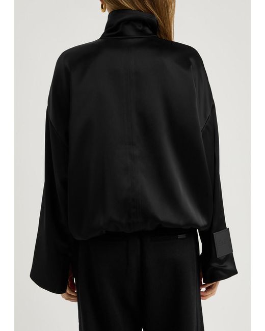 Esse Studios Archie Satin Bomber Jacket in Black | Lyst