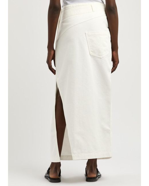 Loewe Deconstructed Denim Maxi Skirt in White | Lyst UK