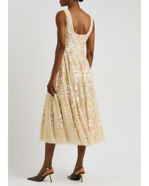 Needle & Thread Confetti Embellished Tulle Gown in Natural | Lyst