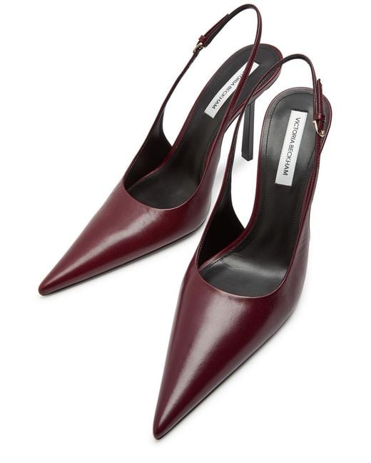 Victoria Beckham 100 Leather Slingback Pumps in Brown | Lyst UK