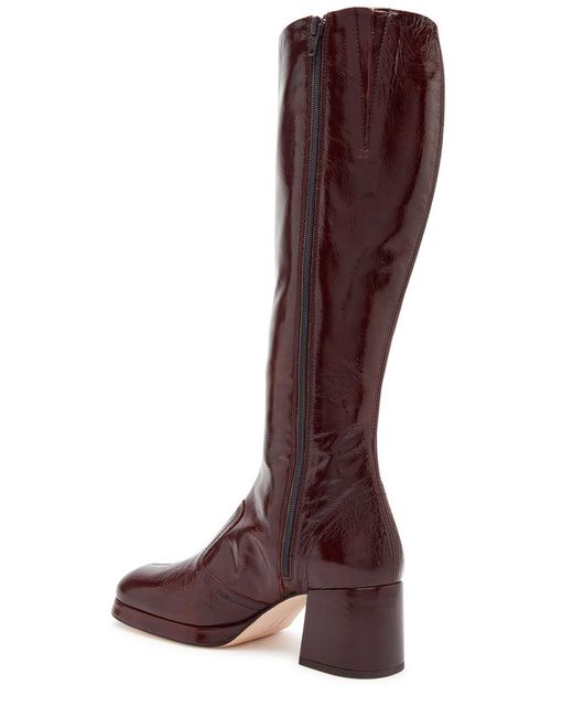 Miista Donna 65 Crinkled Patent-Leather Knee-High Boots in Red | Lyst