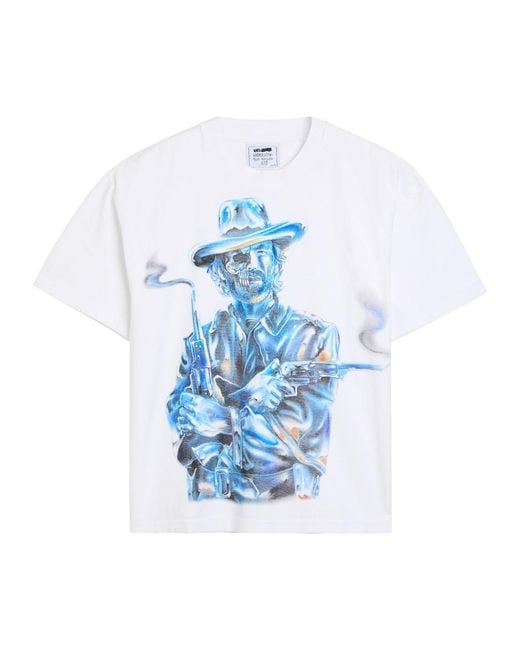 Warren Lotas Chrome Gunslinger Printed Cotton T-Shirt in Blue for Men ...