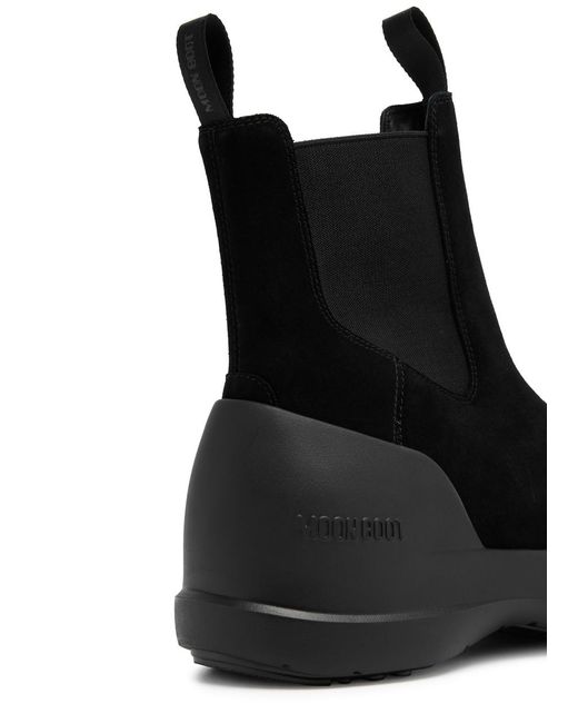 Moon Boot Luna Suede Chelsea Boots in Black | Lyst