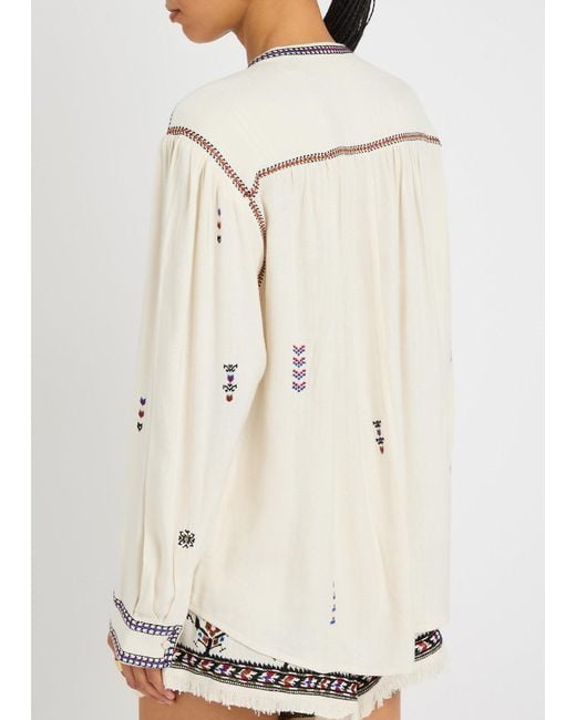 Isabel Marant Pelson Embroidered Woven Blouse in Natural | Lyst