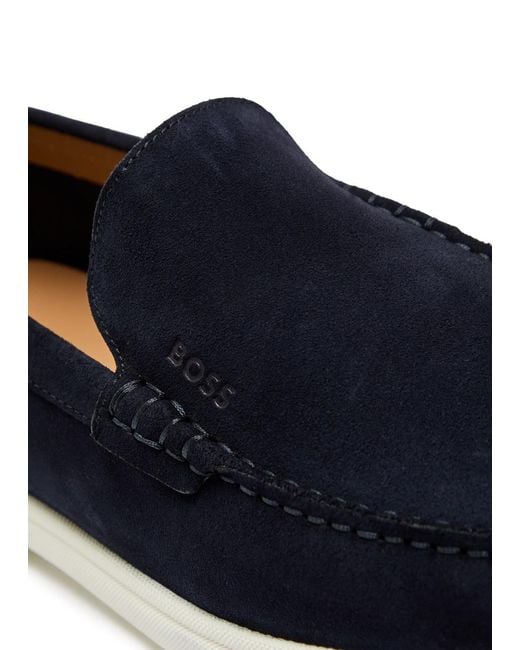 BOSS Sienne Suede Loafers in Blue for Men | Lyst UK