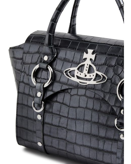 Vivienne Westwood Betty Medium Crocodile-Effect Leather Top Handle Bag in Black | Lyst