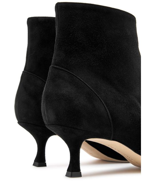 Manolo Blahnik Baylow 50 Suede Ankle Boots in Black | Lyst
