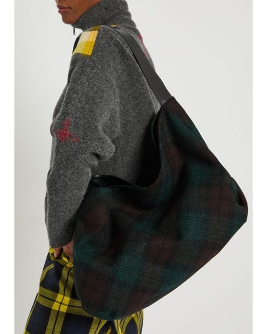 Vivienne Westwood Maxime Large Plaid Tweed Shoulder Bag in Black | Lyst UK