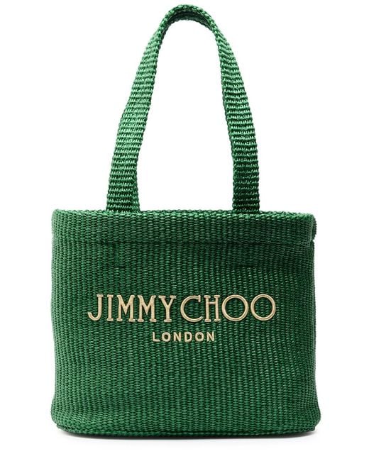 Jimmy Choo Beach Medium Raffia Tote in Green | Lyst