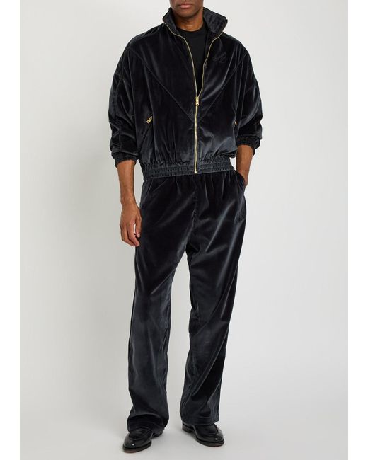 Willy Chavarria Rider Ruff Logo-Emboridered Velour Jacket in Blue for ...