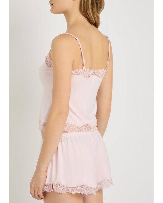 Skims Lace-Trim Stretch-Modal Pyjama Set in Pink | Lyst UK