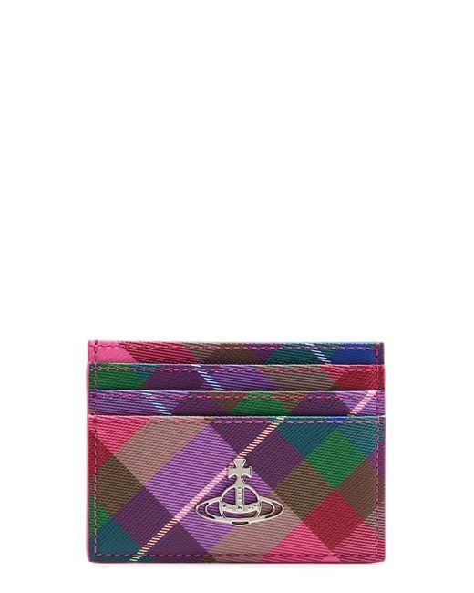 Vivienne Westwood Tartan-Print Faux Leather Card Holder in Purple | Lyst