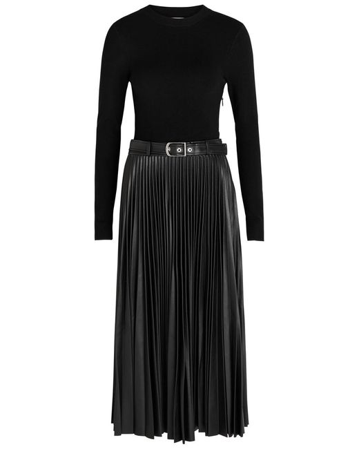 Jonathan Simkhai Abilene Belted Knit And Faux Leather Midi Dress in ...