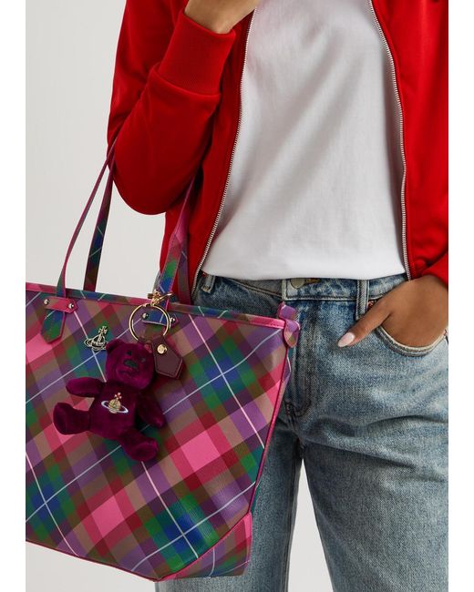 Vivienne Westwood Teddy Bear Orb-Embroidered Velvet Keyring in Purple ...