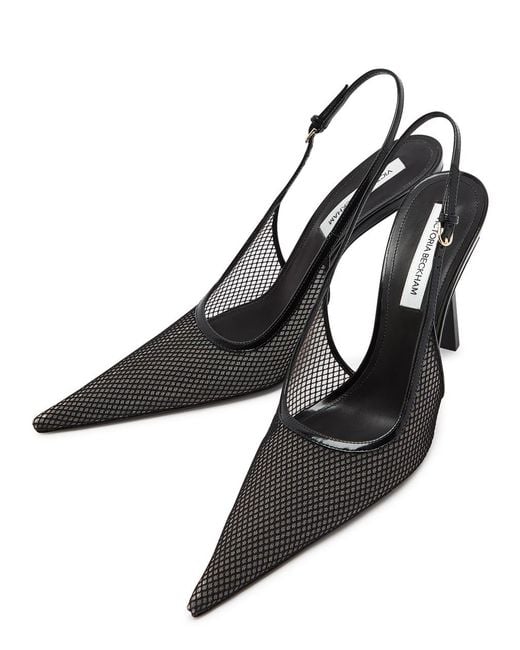 Victoria Beckham 100 Mesh Slingback Pumps in Black | Lyst UK