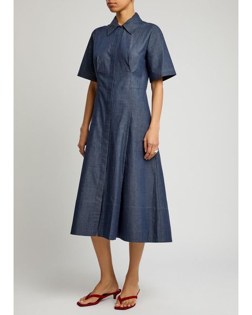 Vince Denim Midi Shirt Dress in Blue | Lyst