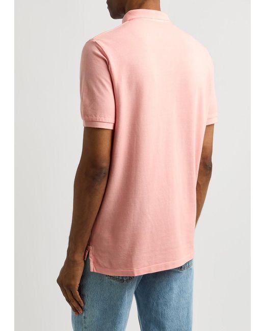 Polo Ralph Lauren Logo-Embroidered Piqué Cotton Polo Shirt in Pink for ...