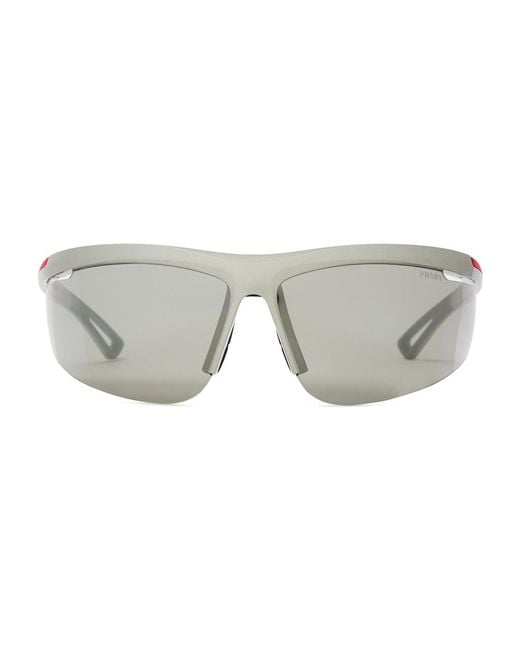 Prada Linea Rossa Wrap-Around Mask Sunglasses in Grey for Men | Lyst UK