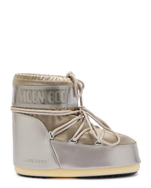 Moon Boot Icon Padded Metallic Satin Snow Boots in Natural | Lyst