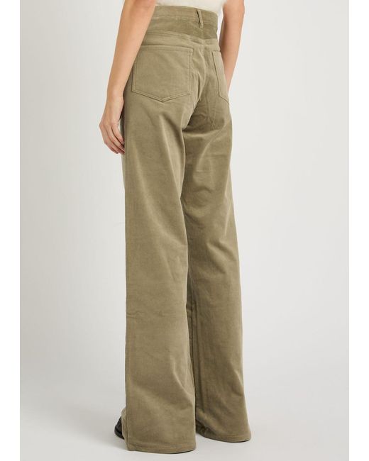 PAIGE Leenah Wide-Leg Corduroy Trousers in Natural | Lyst UK