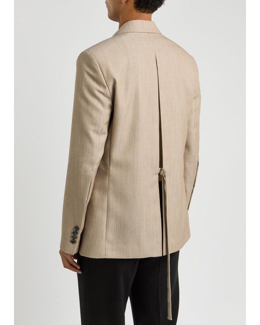 Ami Paris Slit-Back Double-Breasted Wool Blazer in Natural for Men | Lyst