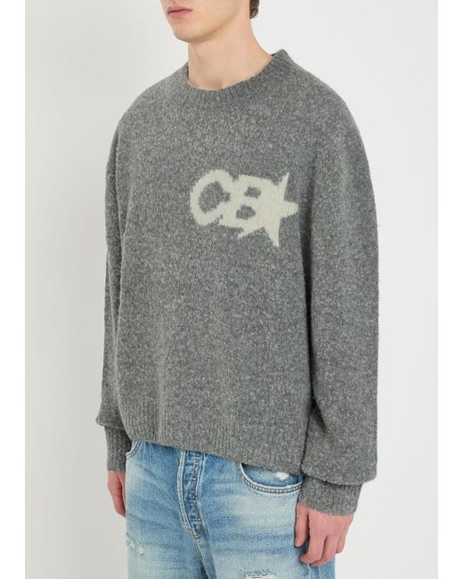 Cole Buxton Cb Star Logo-Intarsia Brushed Wool-Blend Jumper in Grey for ...