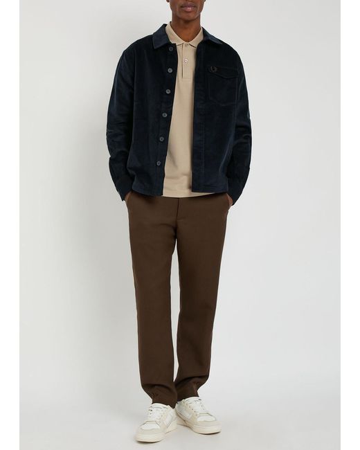 Fred Perry Logo-Embroidered Corduroy Overshirt in Blue for Men | Lyst UK