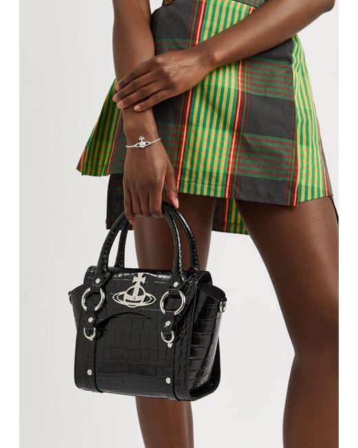 Vivienne Westwood Betty Small Crocodile-Effect Leather Top Handle Bag in Black | Lyst