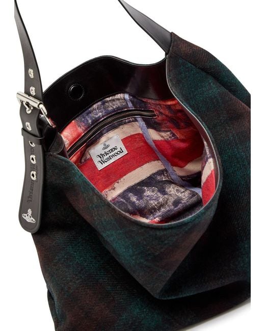 Vivienne Westwood Maxime Large Plaid Tweed Shoulder Bag in Black | Lyst UK