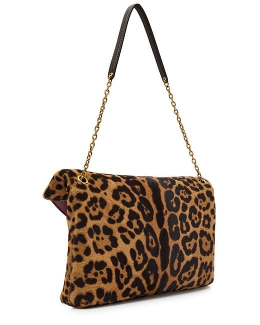 Saint Laurent Envelope-Print Calf-Hair Pouch in Brown | Lyst UK