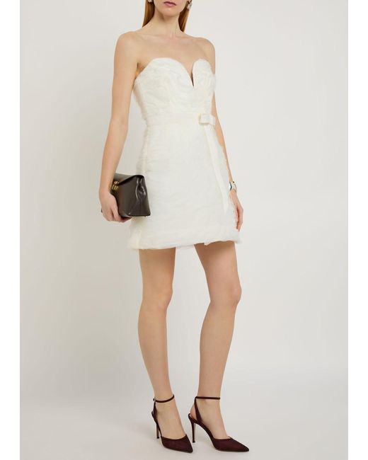 Rebecca Vallance Willow Strapless Mesh And Crepe Mini Dress in White ...