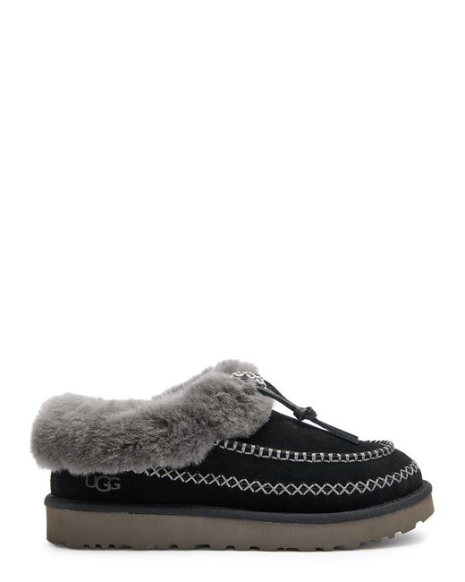 UGG Tasman Alpine Suede Flatform Slippers in Black | Lyst
