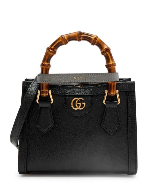 Gucci Diana Mini Leather Top Handle Bag in Black | Lyst