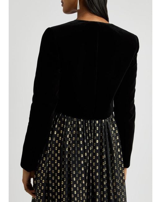 Chloé Scalloped Cropped Velvet Jacket in Black | Lyst