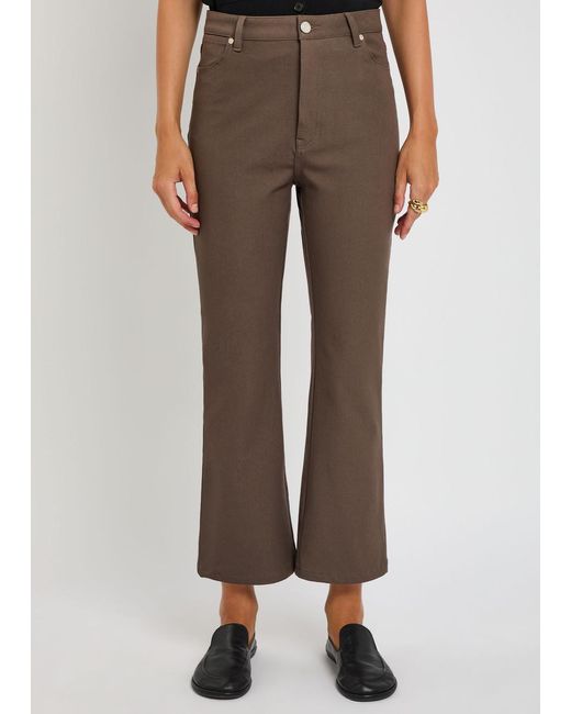 JOSEPH Duke Flared-Leg Stretch-Twill Trousers in Brown | Lyst UK