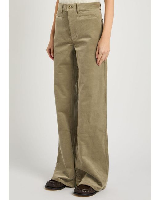 PAIGE Leenah Wide-Leg Corduroy Trousers in Natural | Lyst UK