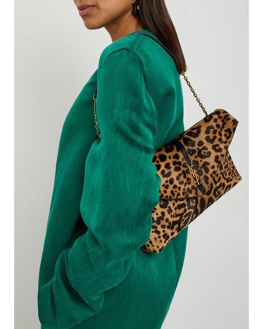 Saint Laurent Envelope-Print Calf-Hair Pouch in Brown | Lyst UK