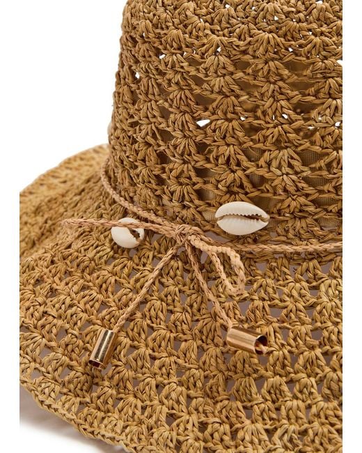 Sensi Studio Shell-Embellished Crochet Straw Sun Hat in Natural | Lyst