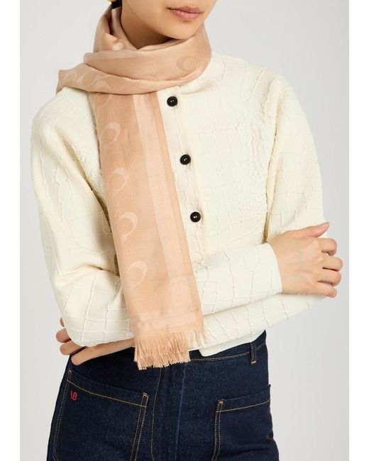 COACH Signature C Logo-Jacquard Scarf in Natural | Lyst