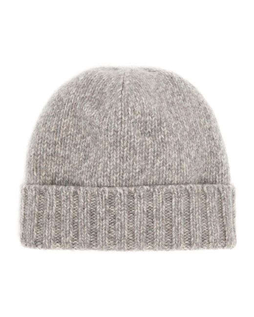 Inverni Stockinette Mélange Cashmere Beanie in Grey | Lyst UK