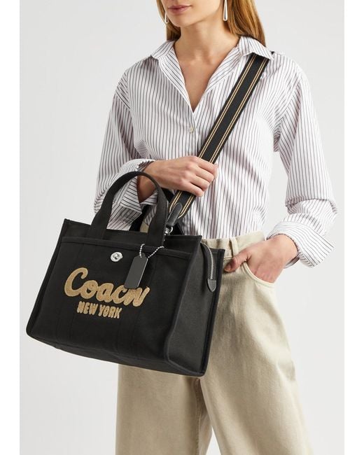 COACH Cargo 26 Logo-embroidered Canvas Tote in Black | Lyst
