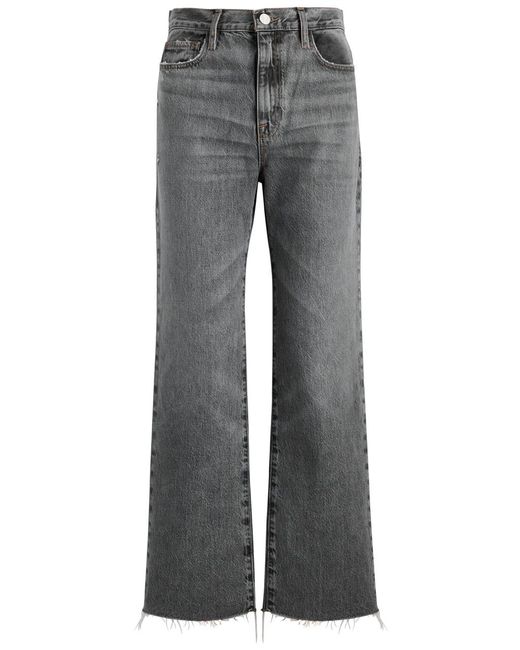 FRAME Le Jane Ankle Distressed Straight-Leg Jeans in Gray | Lyst